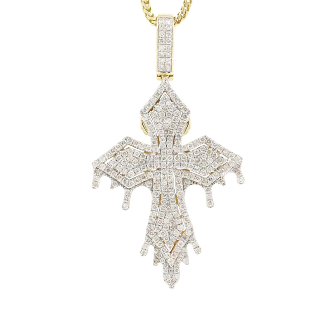 FULLY ICED VVS MOISSANITE DIAMONDS MELTING CROSS HIP HOP PENDANT ...