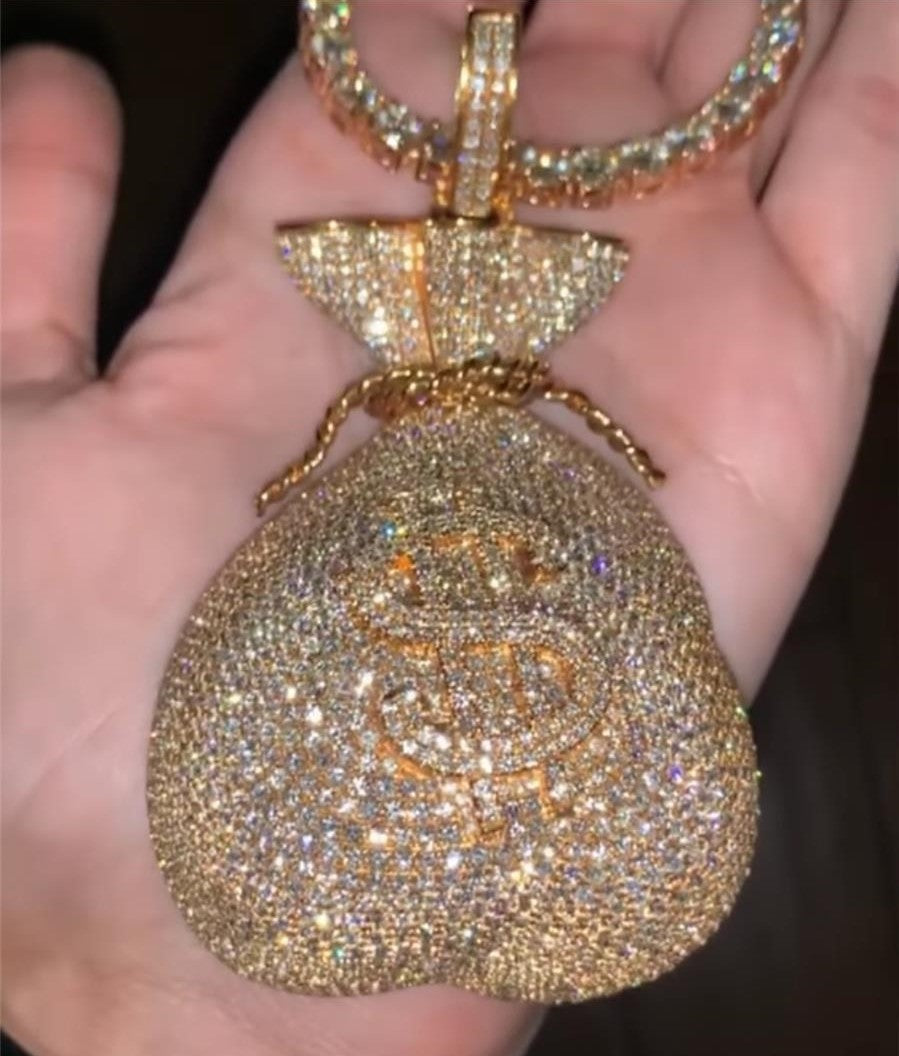 ICED OUT MONEY BAG HIP HOP MOISSANITE DIAMONDS PENDANT – CUSTOM HIP HOP ...